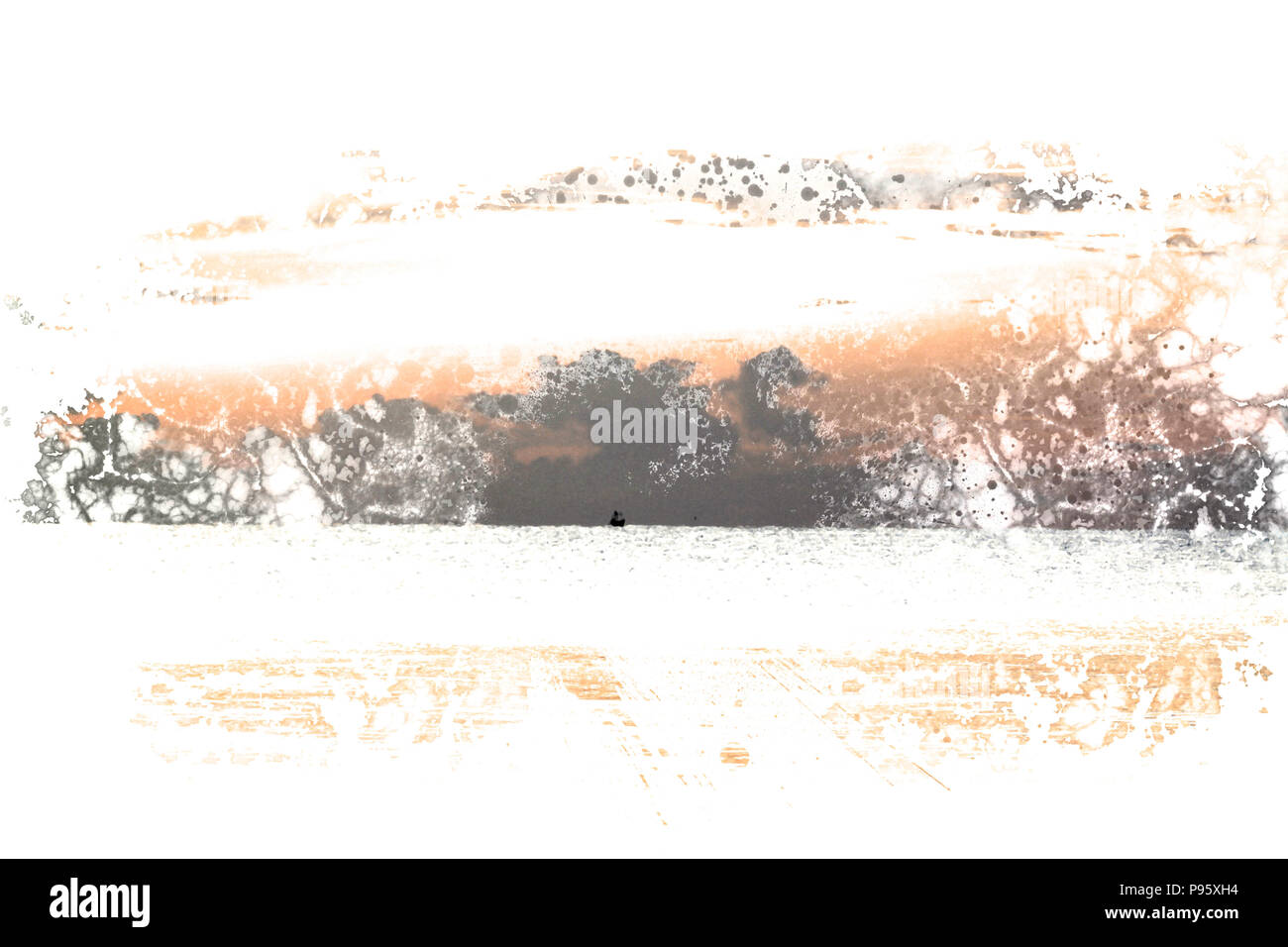 Abstract sunlight, sunrise, sunshine on watercolor painting background ...