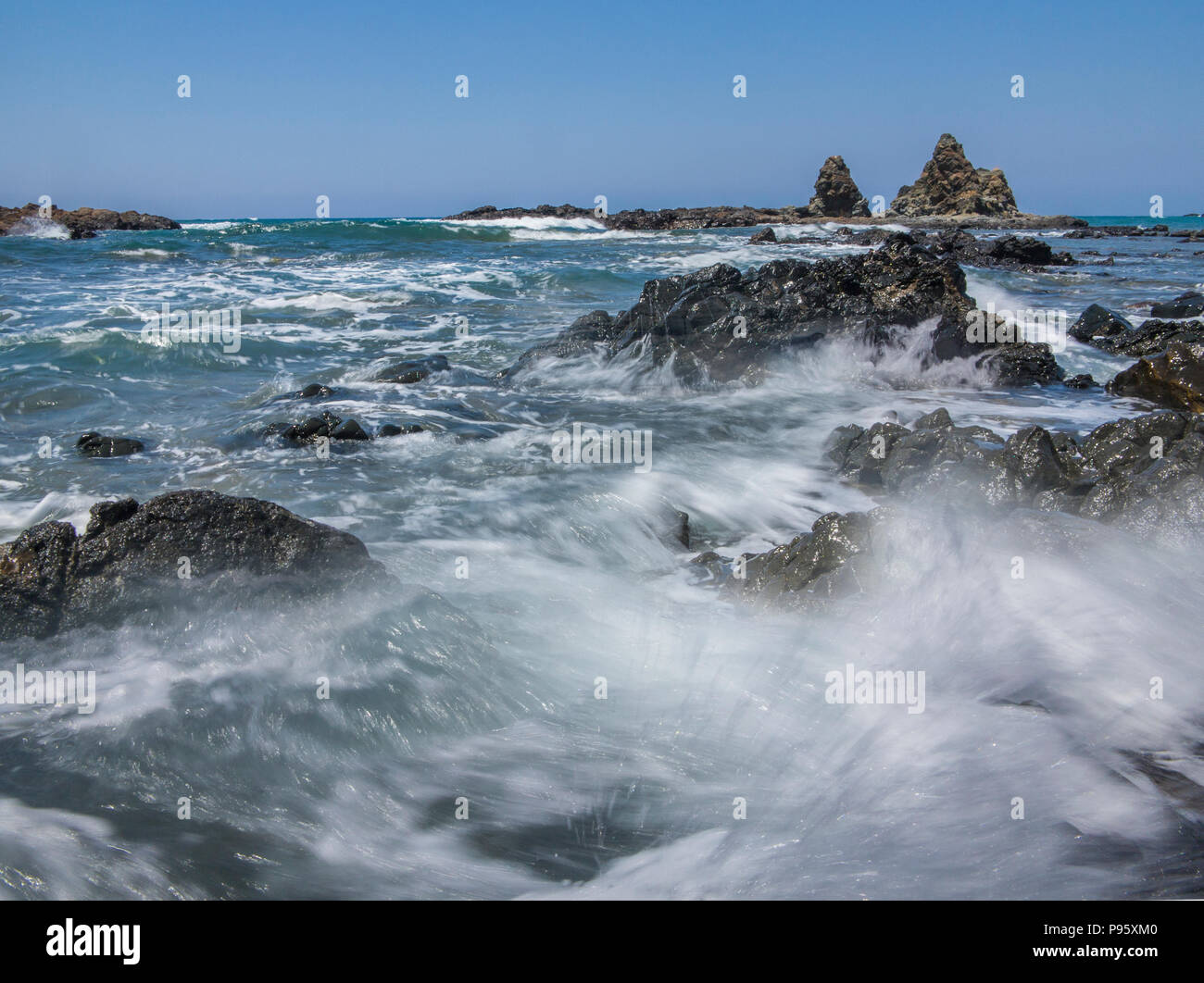 Sea rocks jagged rough hi-res stock photography and images - Alamy