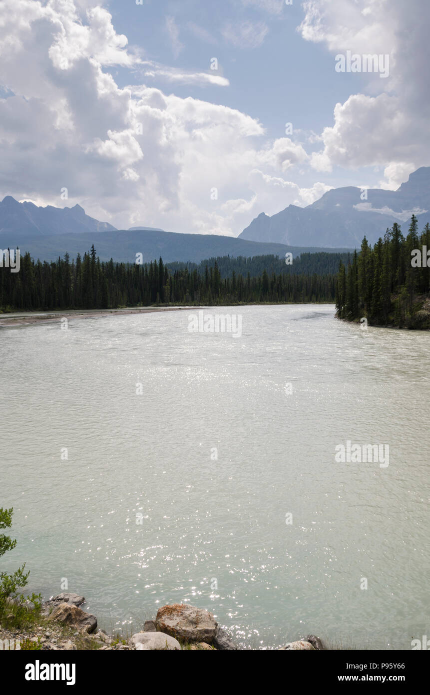 Athabasca river overview in Alberta in Canada Stock Photo - Alamy
