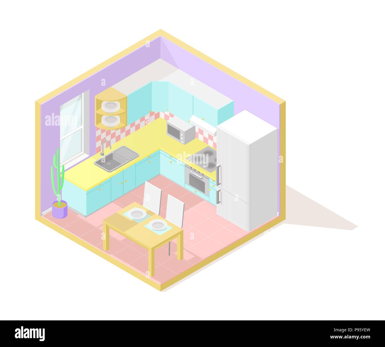 House cutaway isometric interior hi-res stock photography and images ...