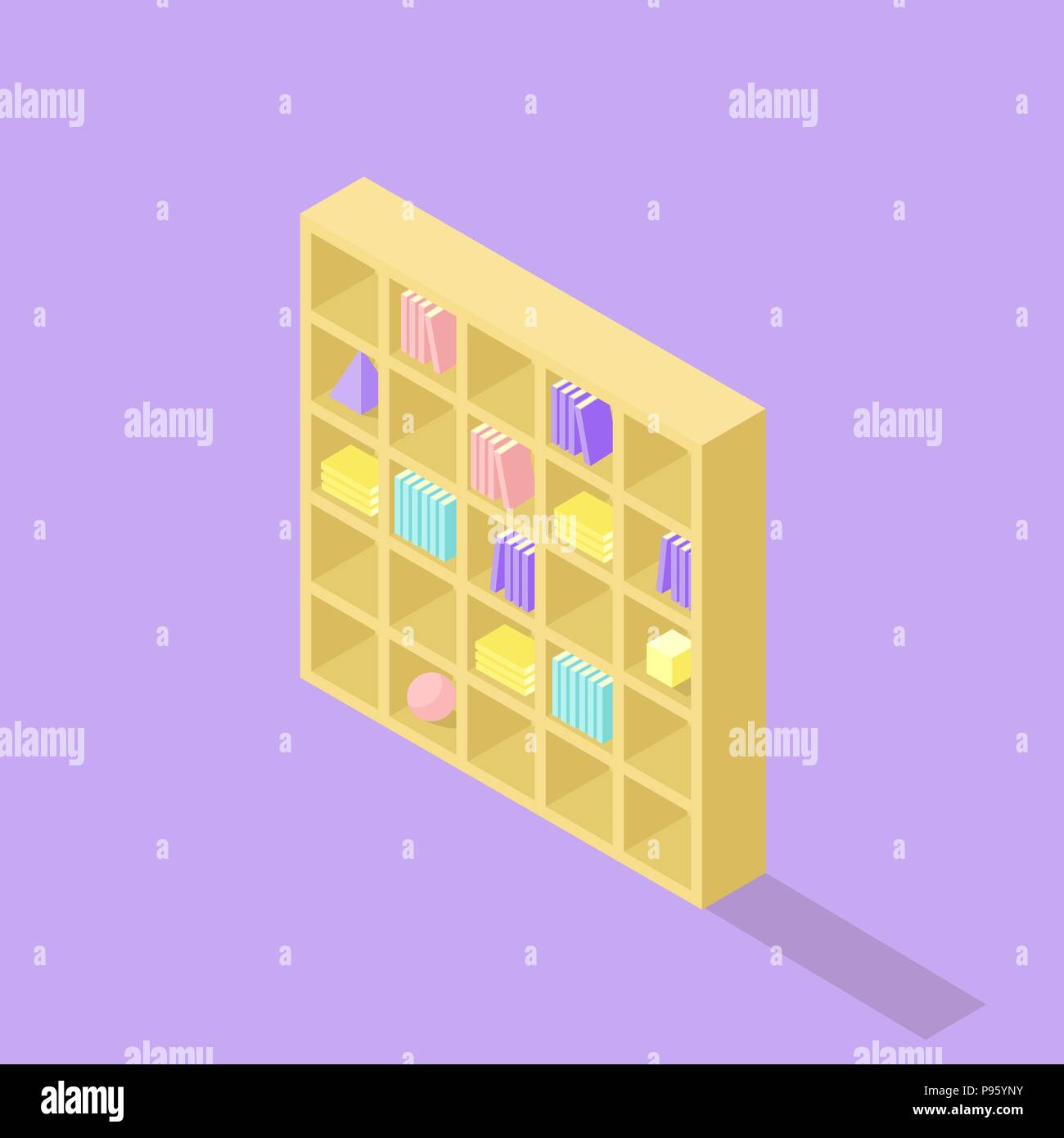 Low poly isometric bookcase. Realistic icon. Isolated furniture ...
