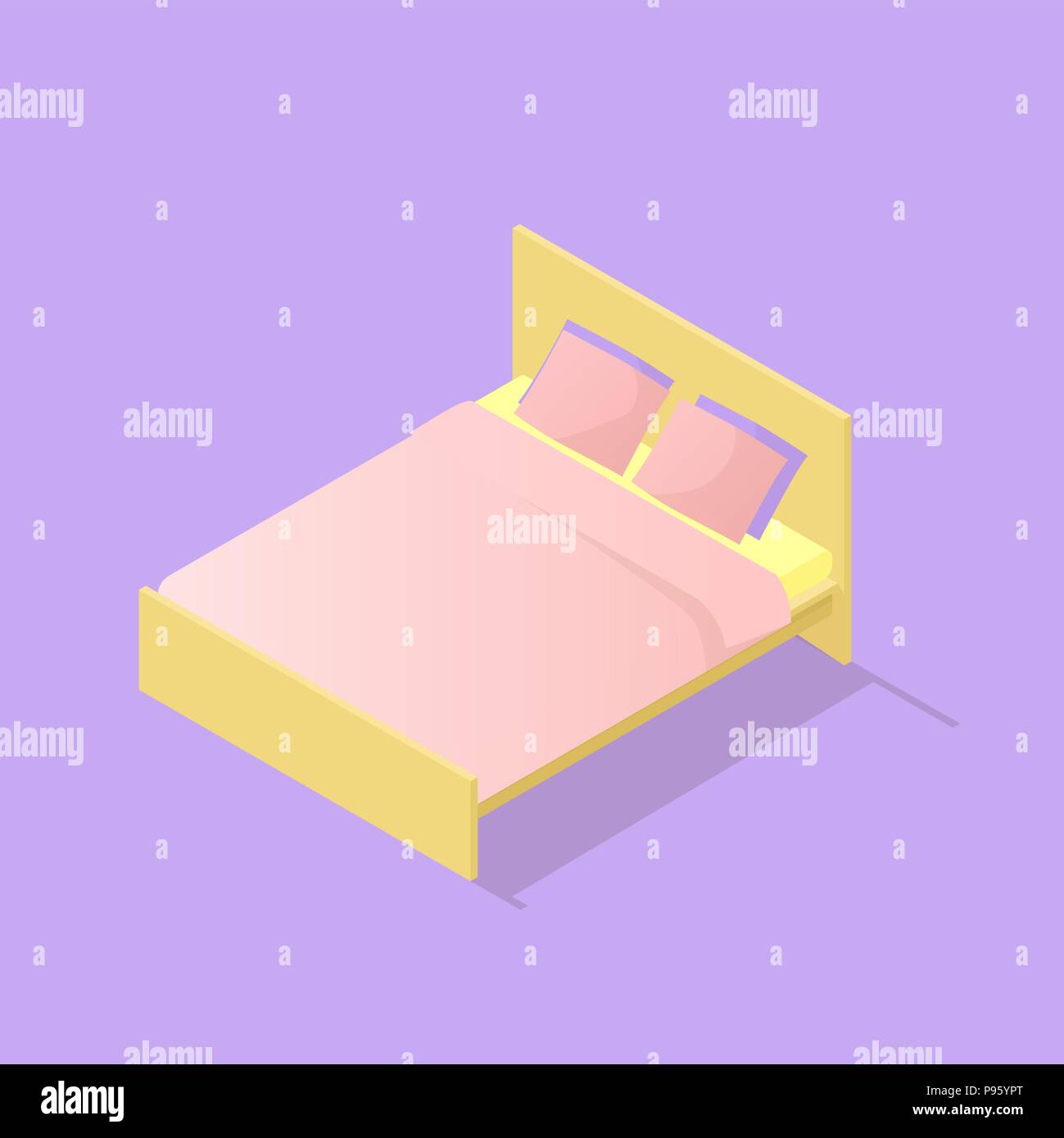 Low poly isometric bed. Realistic icon. Isolated illustration of bed ...