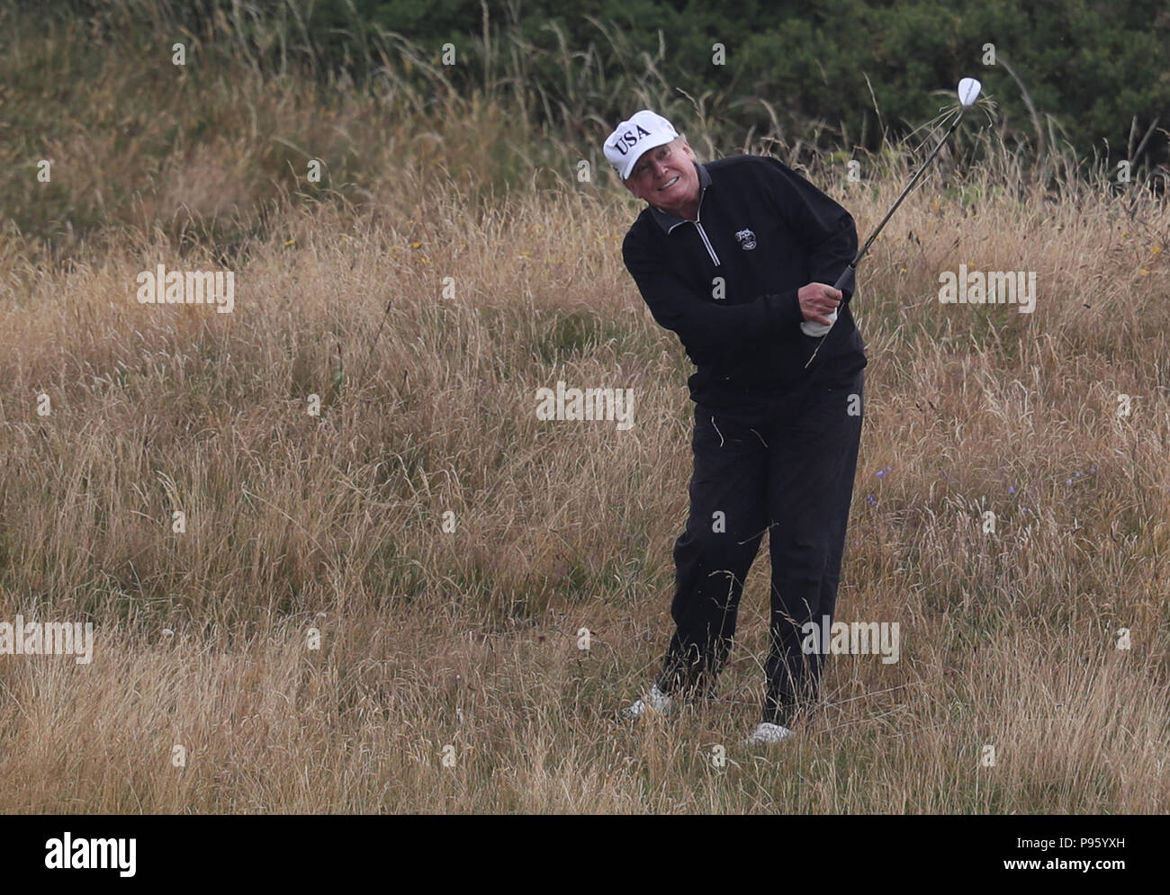 US President Donald Trump on his Golf course at the Trump Turnberry ...