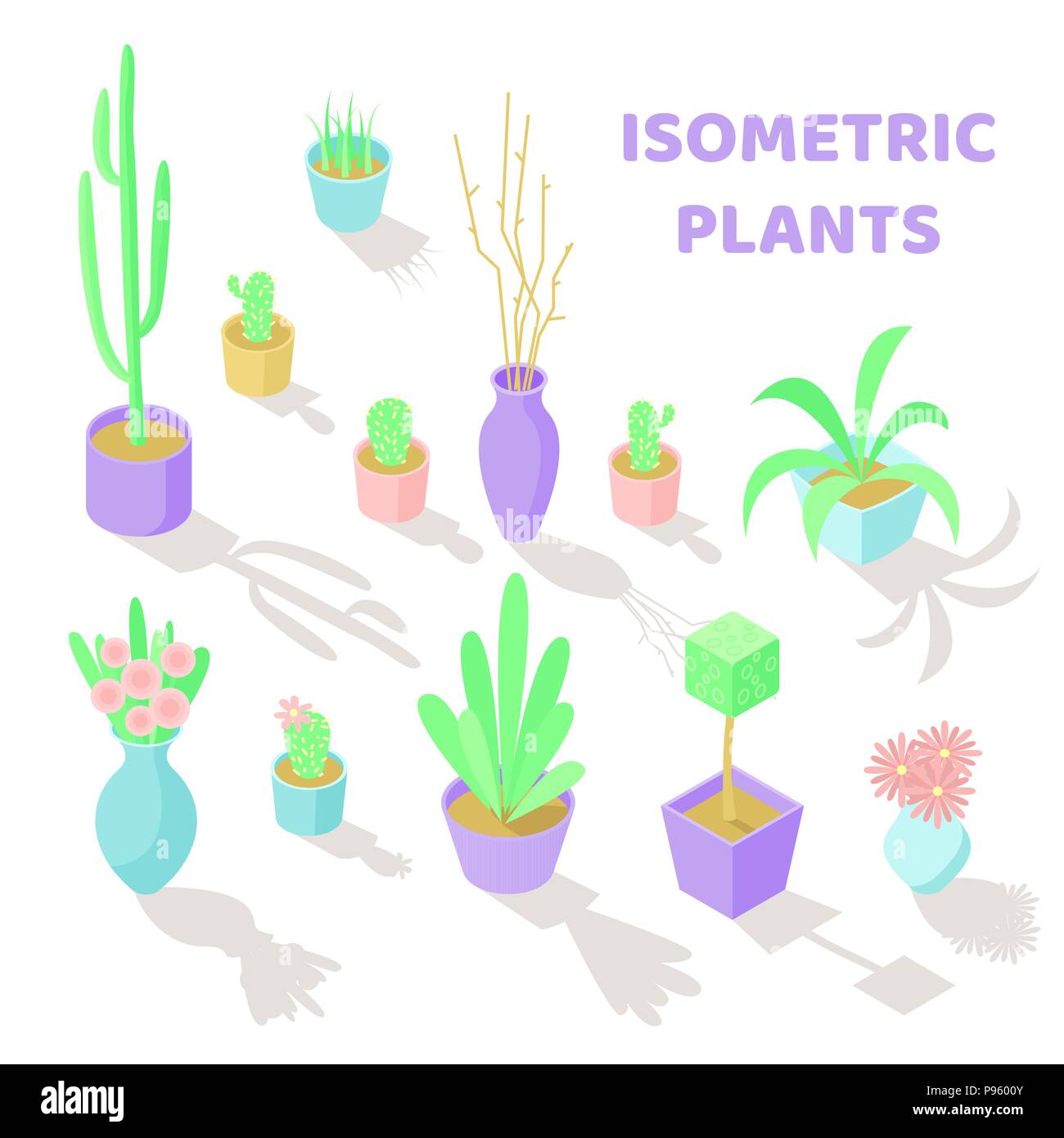 Set of vector isometric plants Stock Vector Image & Art - Alamy