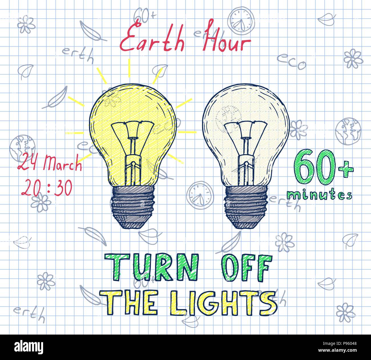Earth hour hand drawn poster Stock Vector Image & Art - Alamy
