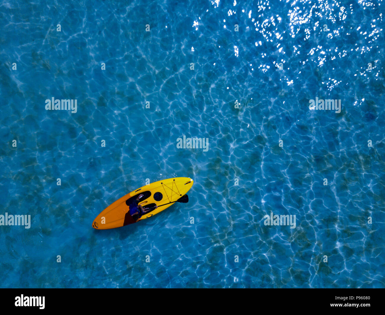 Canoe kayaks in Polynesia Cook Islands tropical paradise aerial view ...