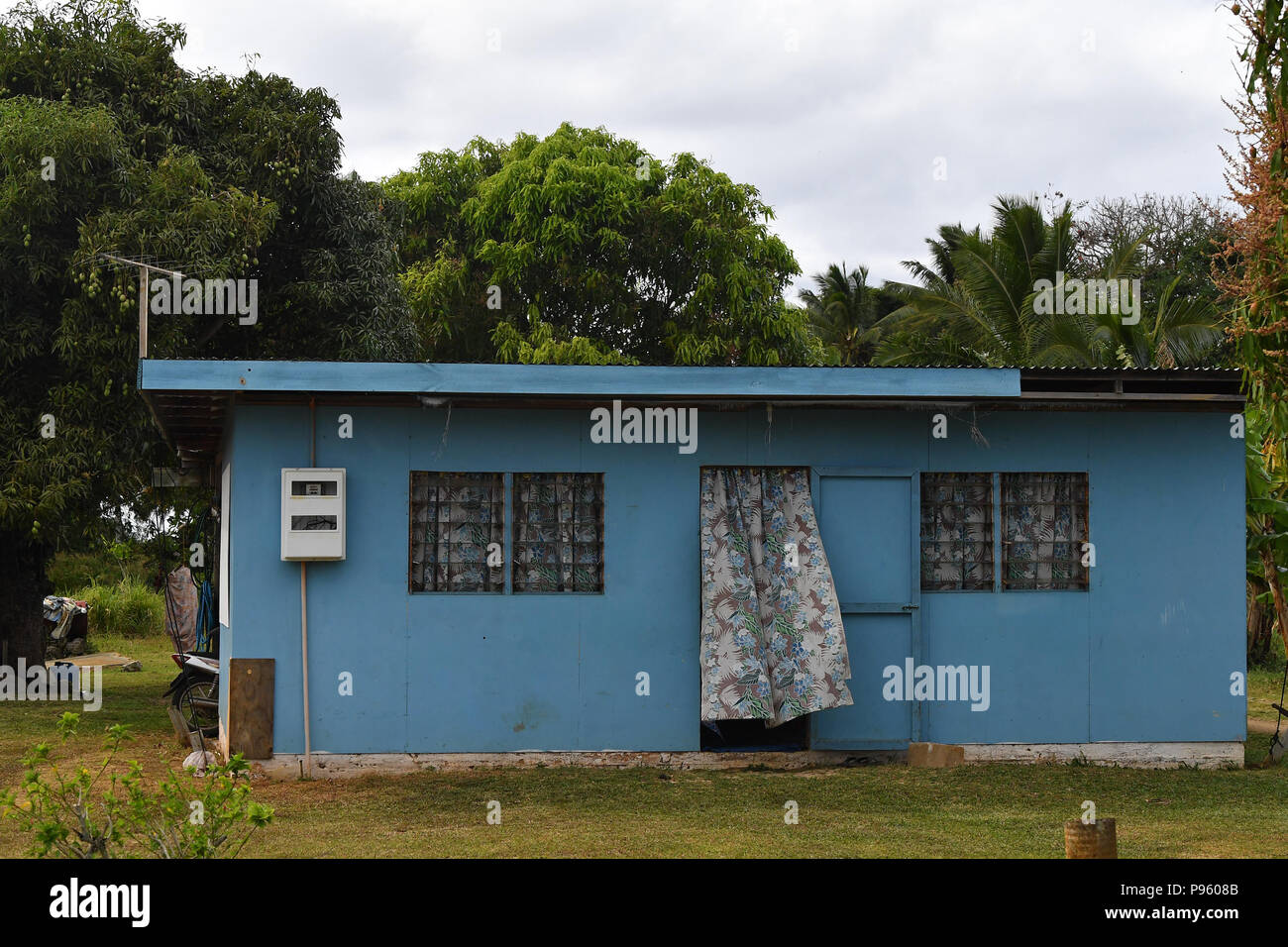 Polynesia cook island bungalow house view Stock Photo - Alamy