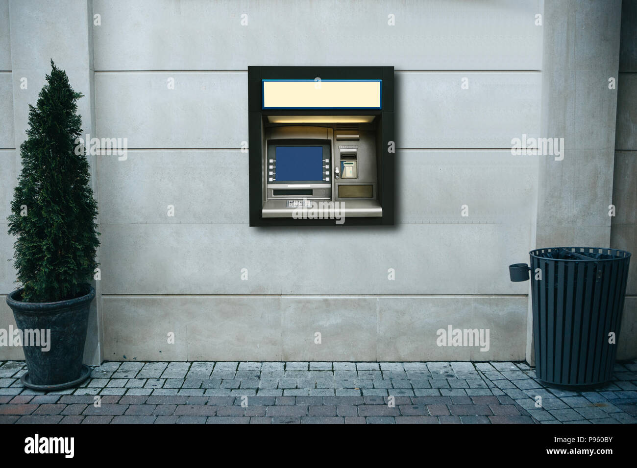 Modern street ATM machine for withdrawal of money and other financial ...
