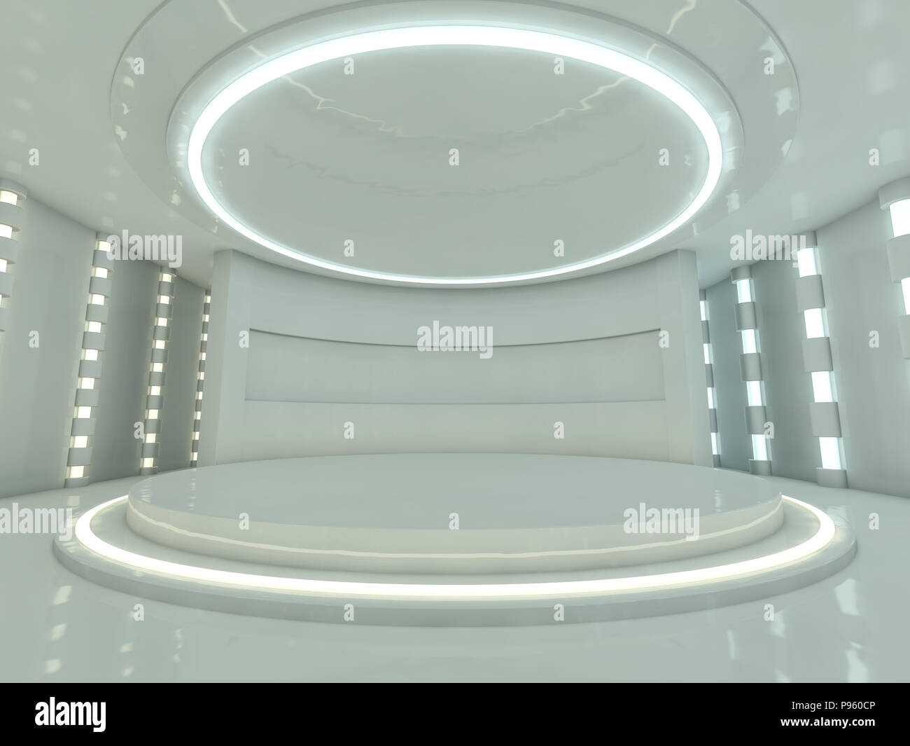 Abstract modern architecture background, empty open space interior. 3D ...