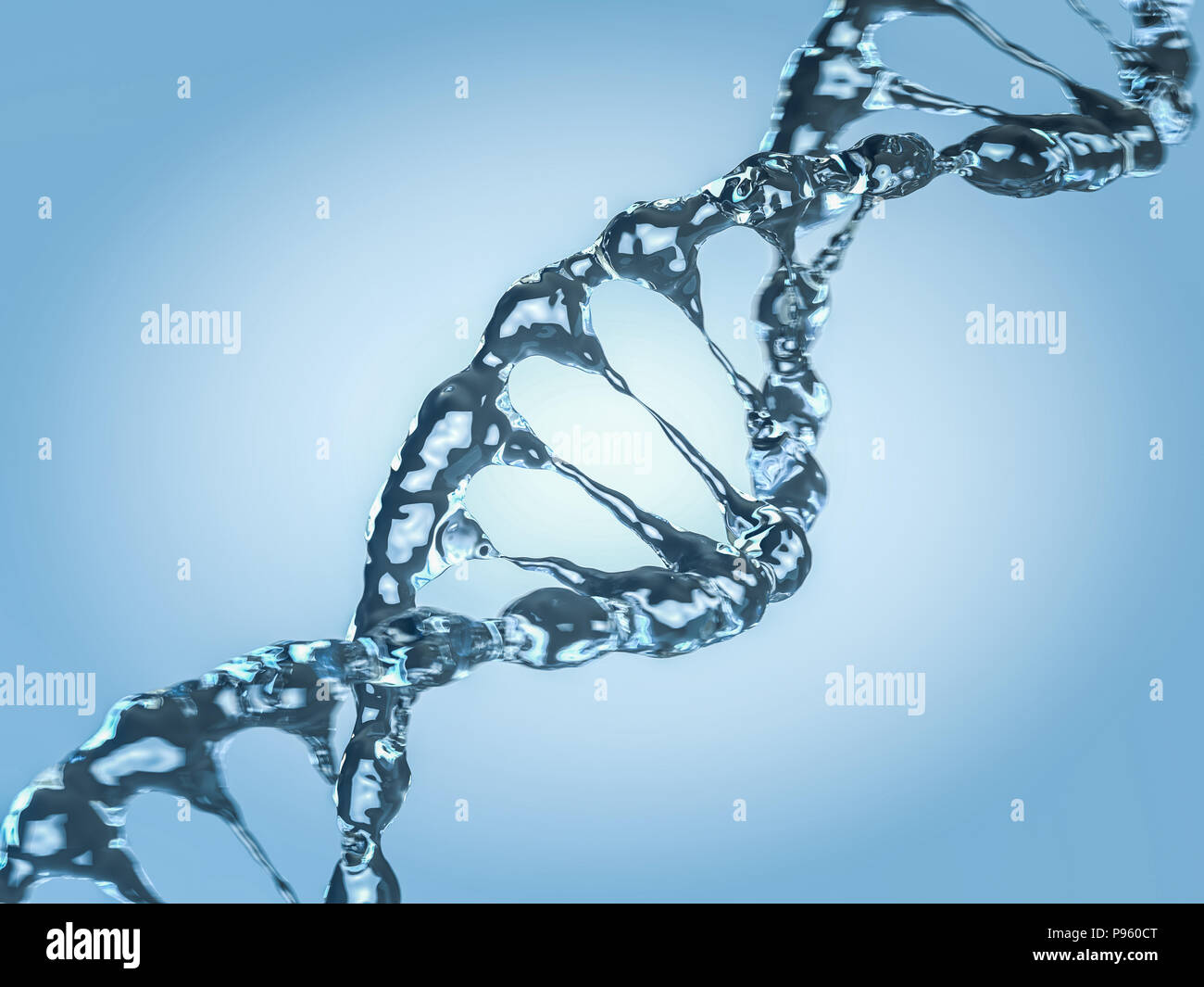 Close up of a diagonal DNA Chain of water. 3D rendering Stock Photo - Alamy