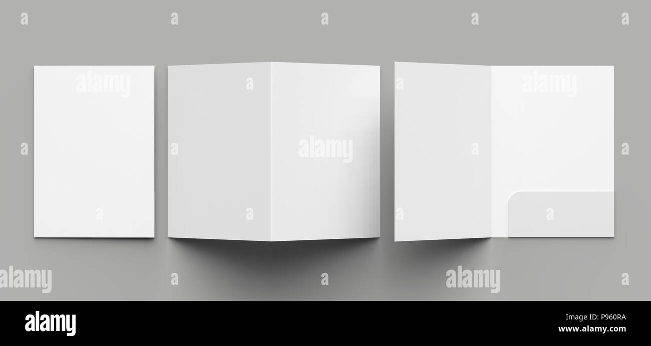 A4 Size Single Pocket Reinforced Folder Mock Up Isolated On Gray Background 3d Illustration