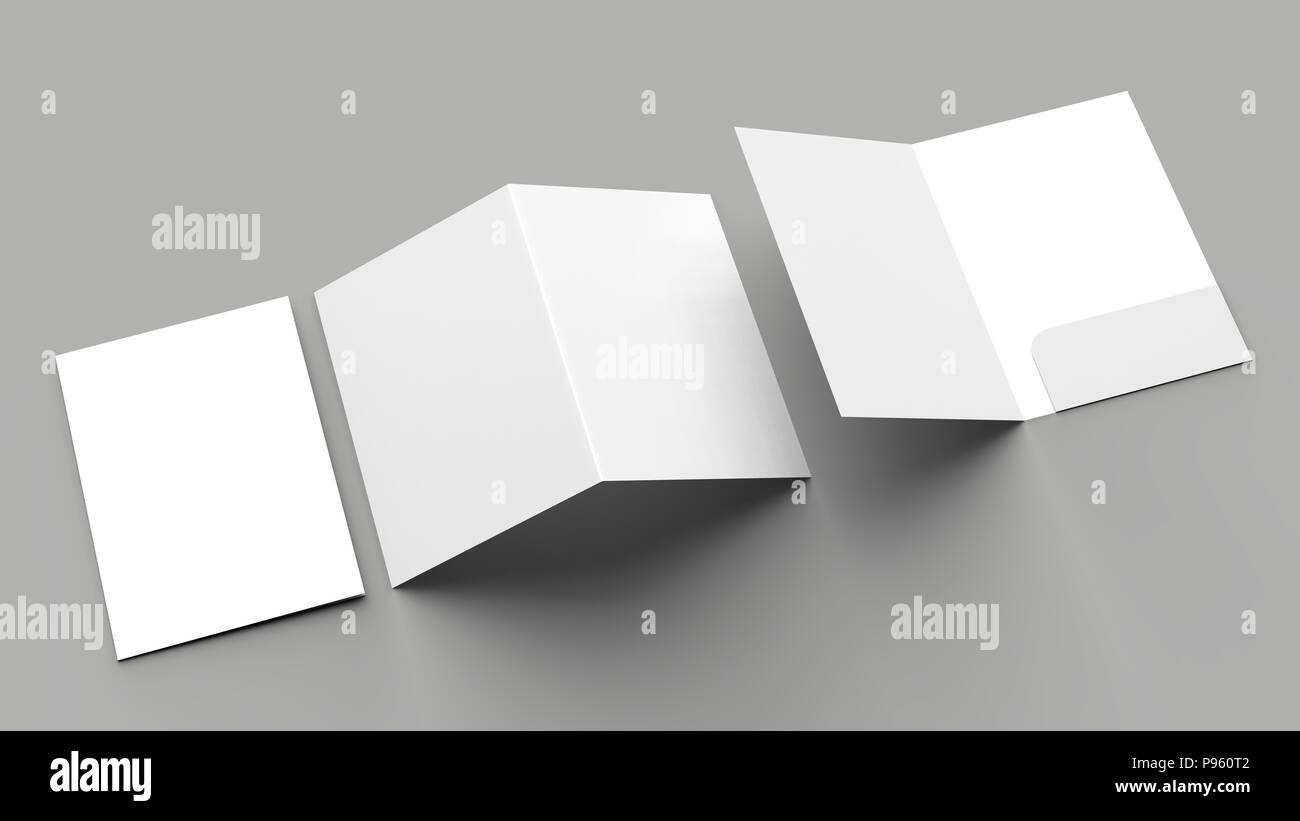 A4 Size Single Pocket Reinforced Folder Mock Up Isolated On Gray Background 3d Illustration