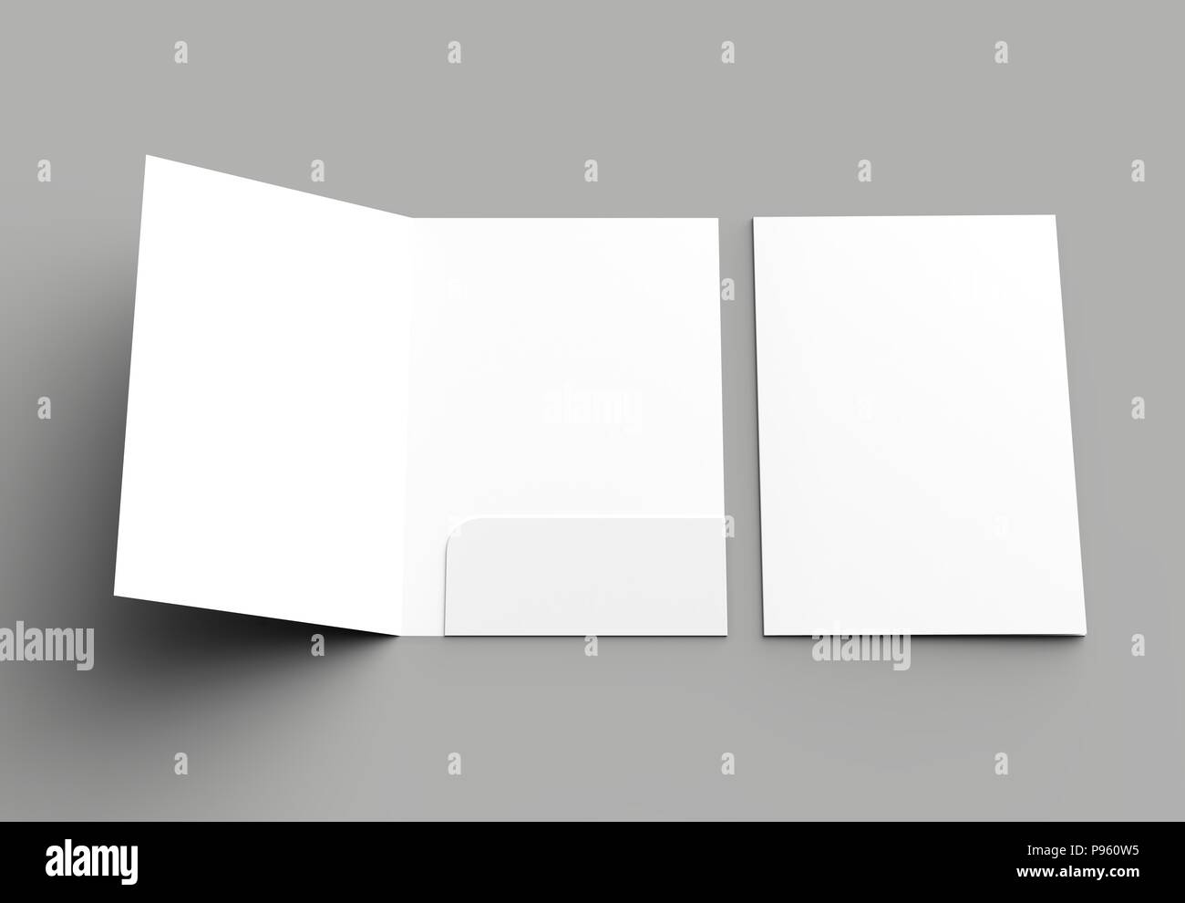 A4 Size Single Pocket Reinforced Folder Mock Up Isolated On Gray Background 3d Illustration