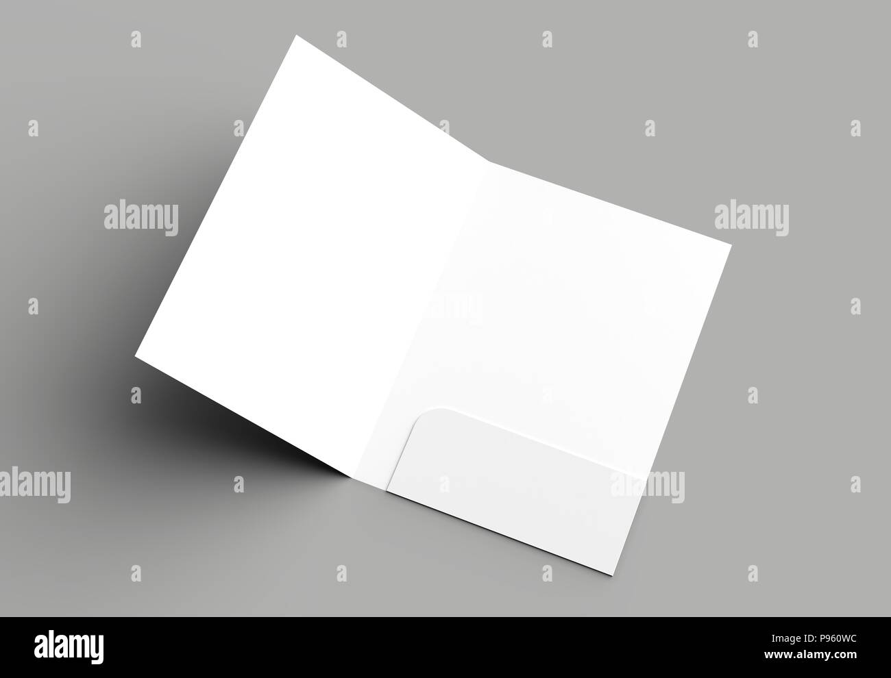 A4 Size Single Pocket Reinforced Folder Mock Up Isolated On Gray Background 3d Illustration