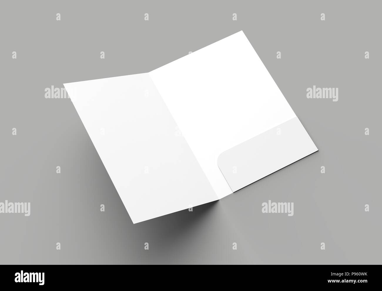 A4 Size Single Pocket Reinforced Folder Mock Up Isolated On Gray Background 3d Illustration