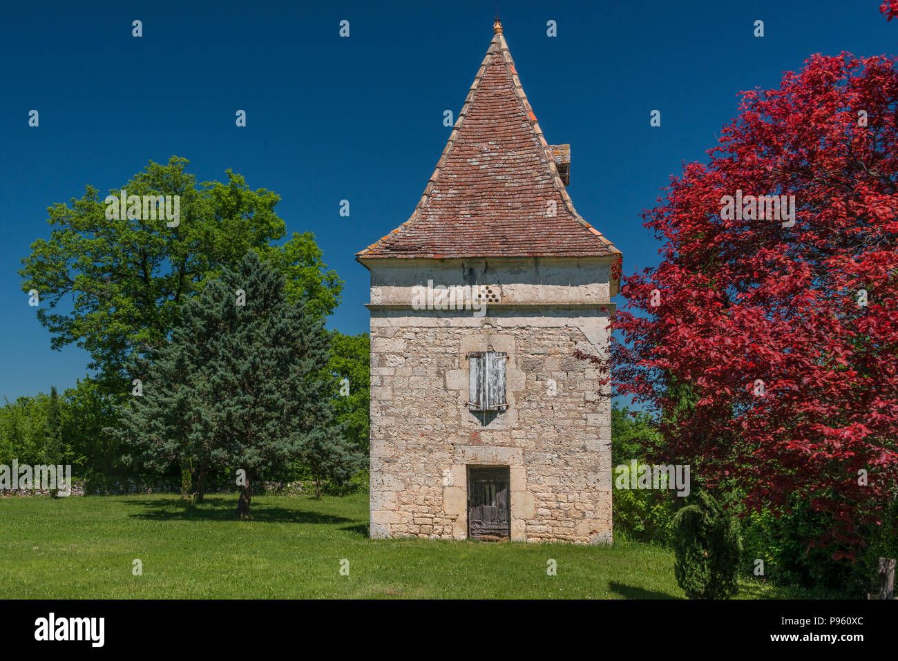Traditional French pigeonnier or dovecote in the rural Occitanie ...