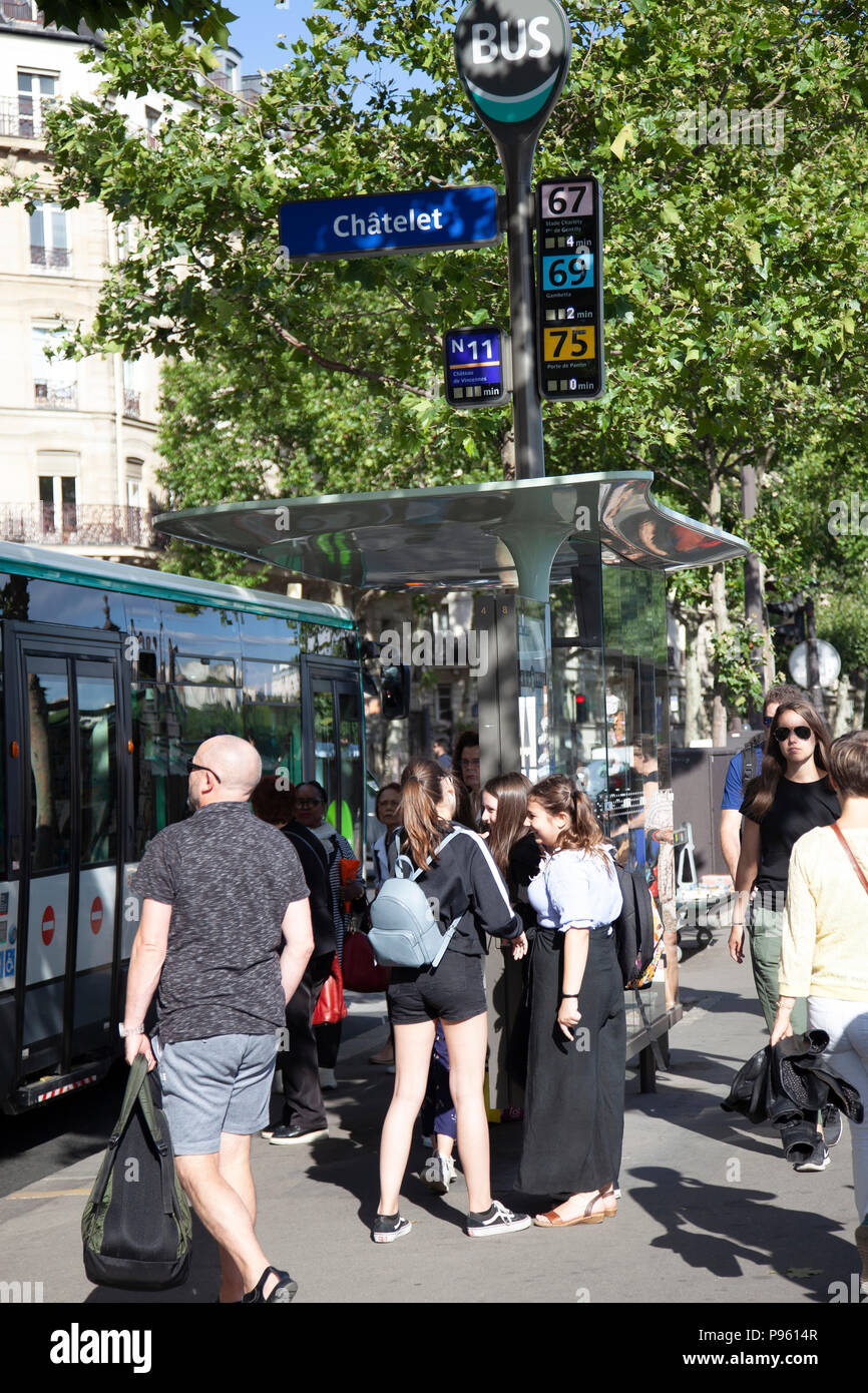 Busstop at Chatelet in Paris, France Stock Photo - Alamy