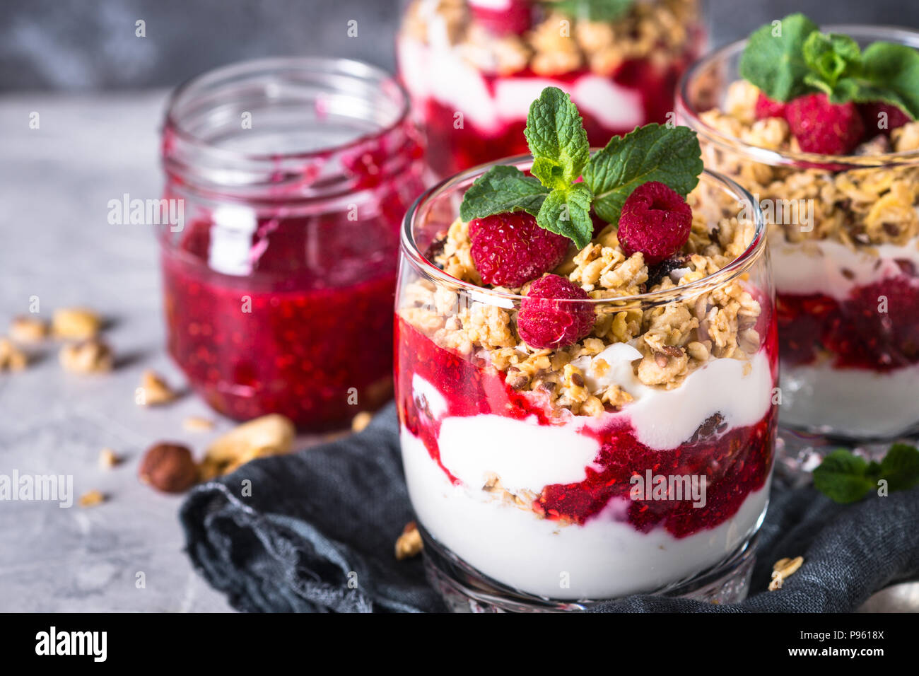 Cereal raspberries in glass hi-res stock photography and images - Alamy