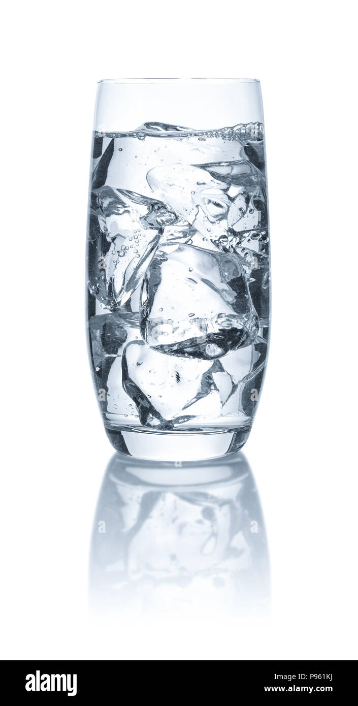 Glass with water and ice cubes on a white background Stock Photo - Alamy