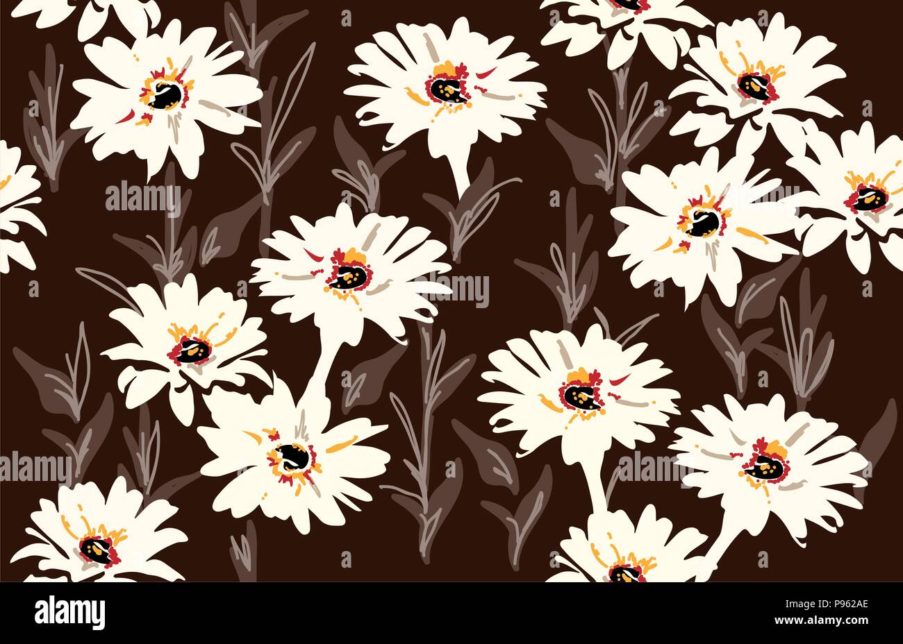 vector seamless floral pattern with daisy flowers. floral background ...