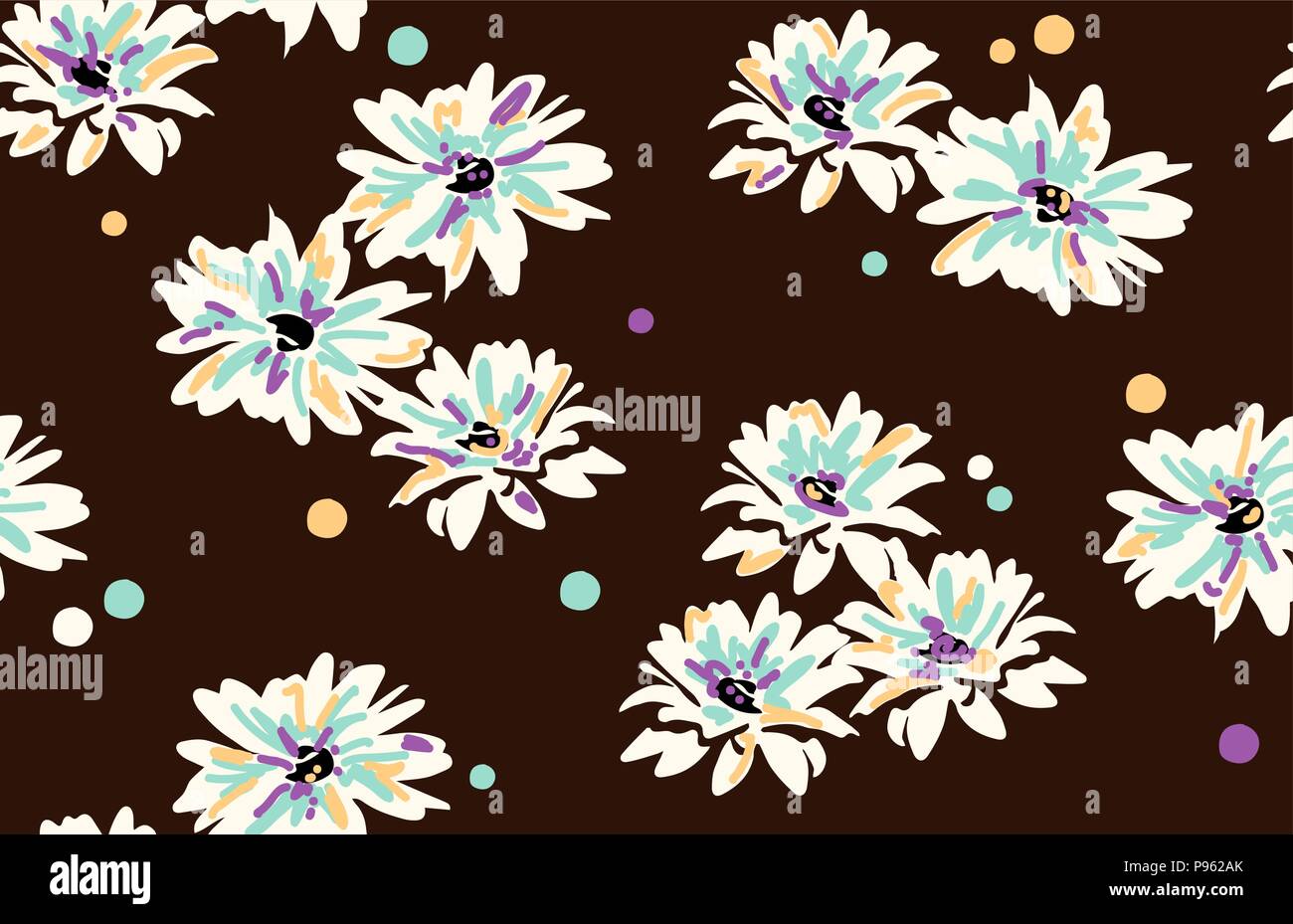 vector seamless floral pattern with daisy flowers. floral background ...