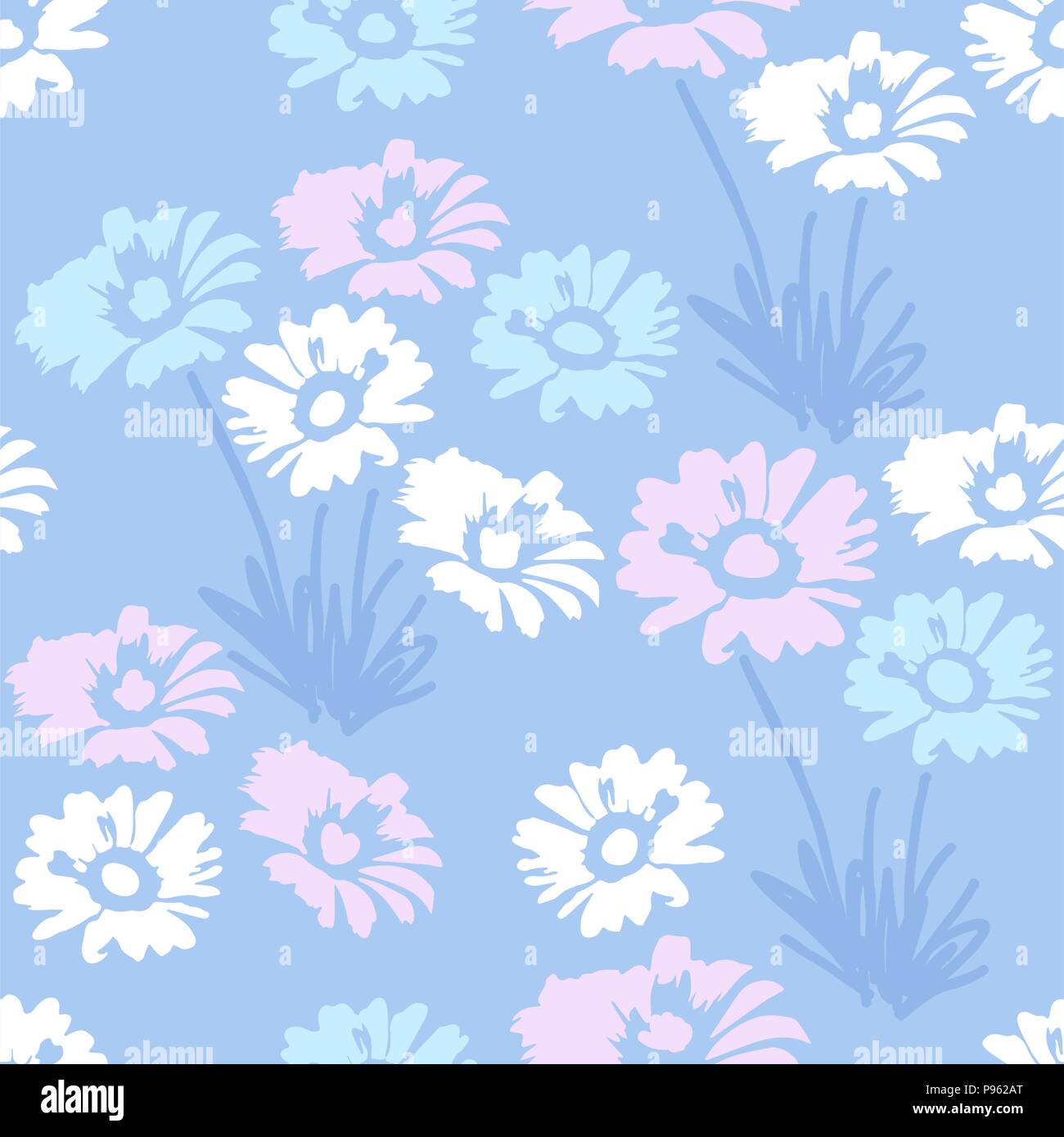 vector seamless floral pattern with daisy flowers. floral background ...