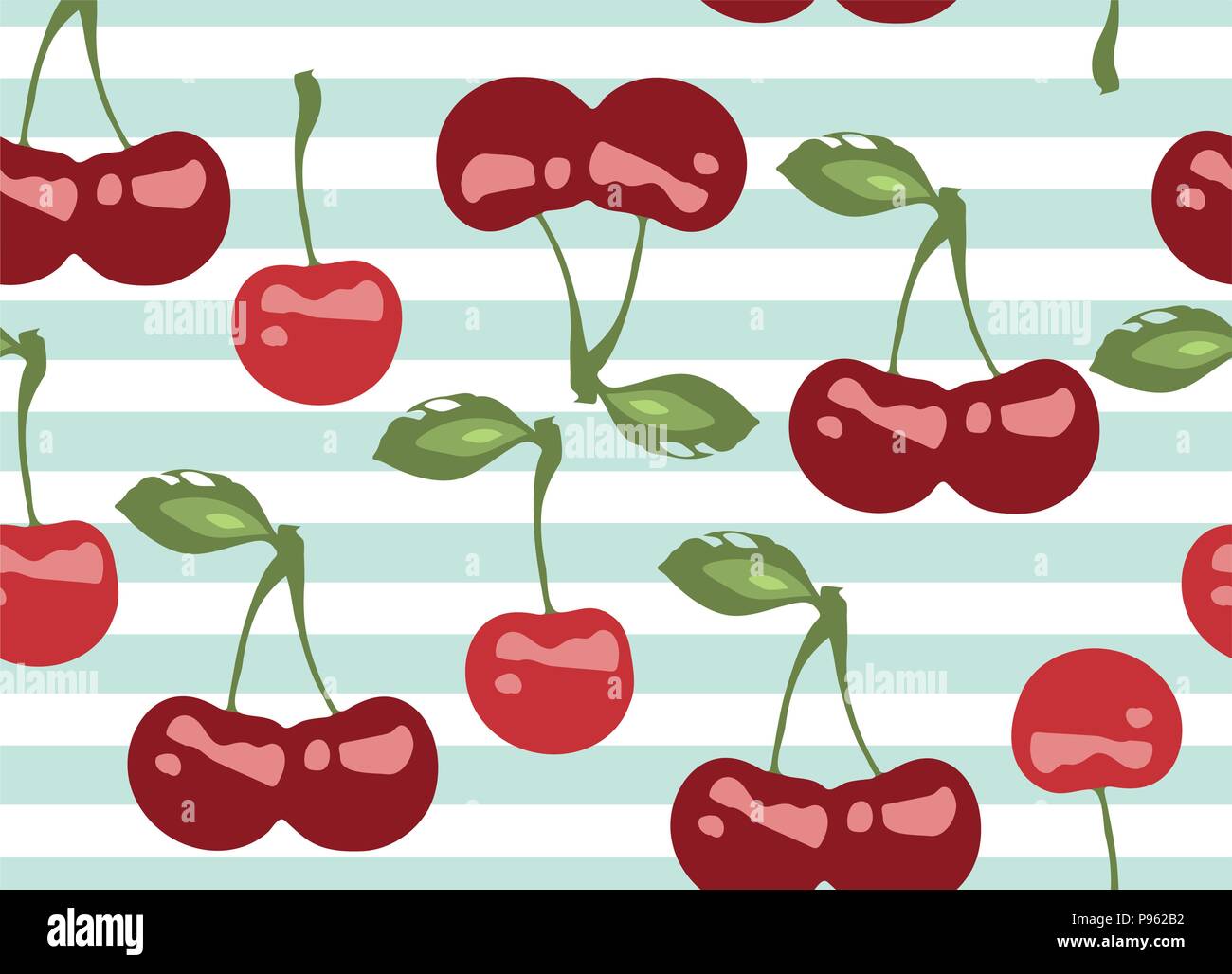 vector seamless pattern with cherry berries. Cherry background Stock ...