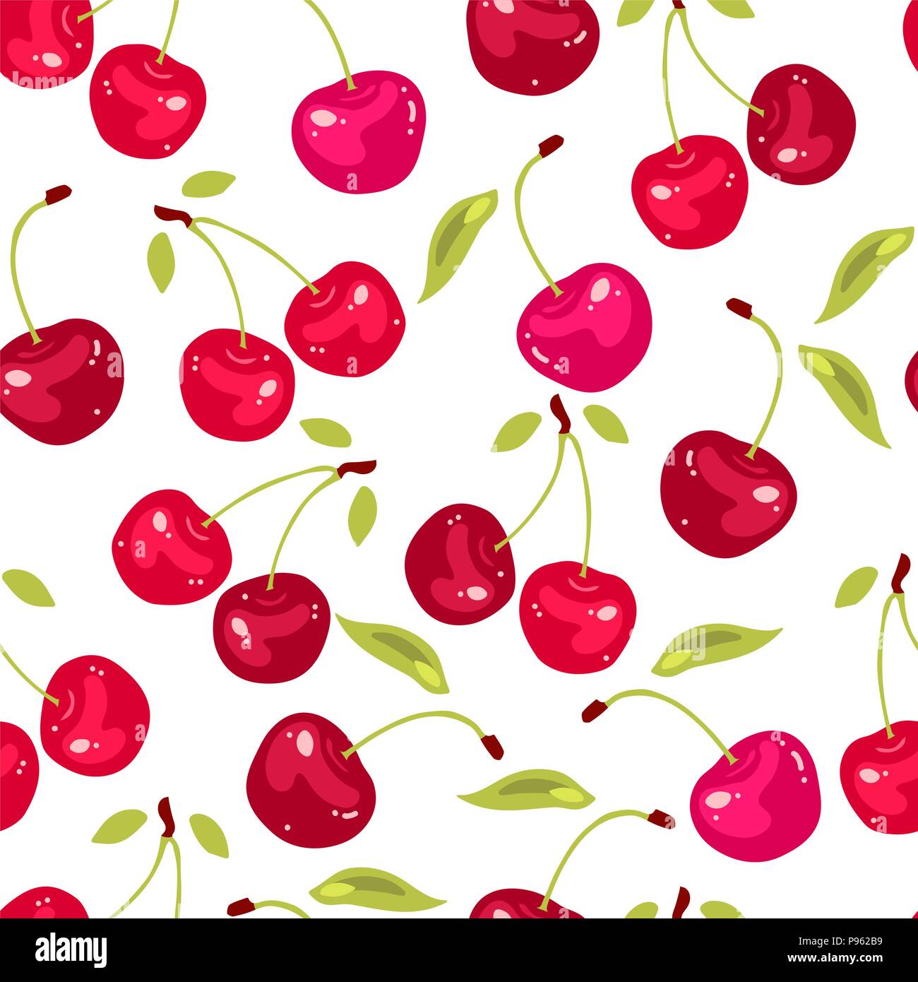 vector seamless pattern with cherry berries. Cherry background Stock ...