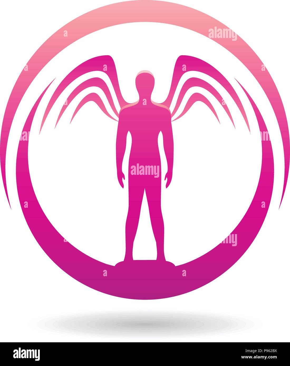 Vector Illustration of a Magenta Man with Wings Icon Stock Vector Image ...