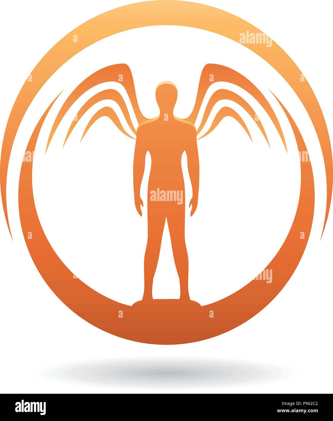 Vector Illustration of an Orange Man with Wings Icon Stock Vector Image ...