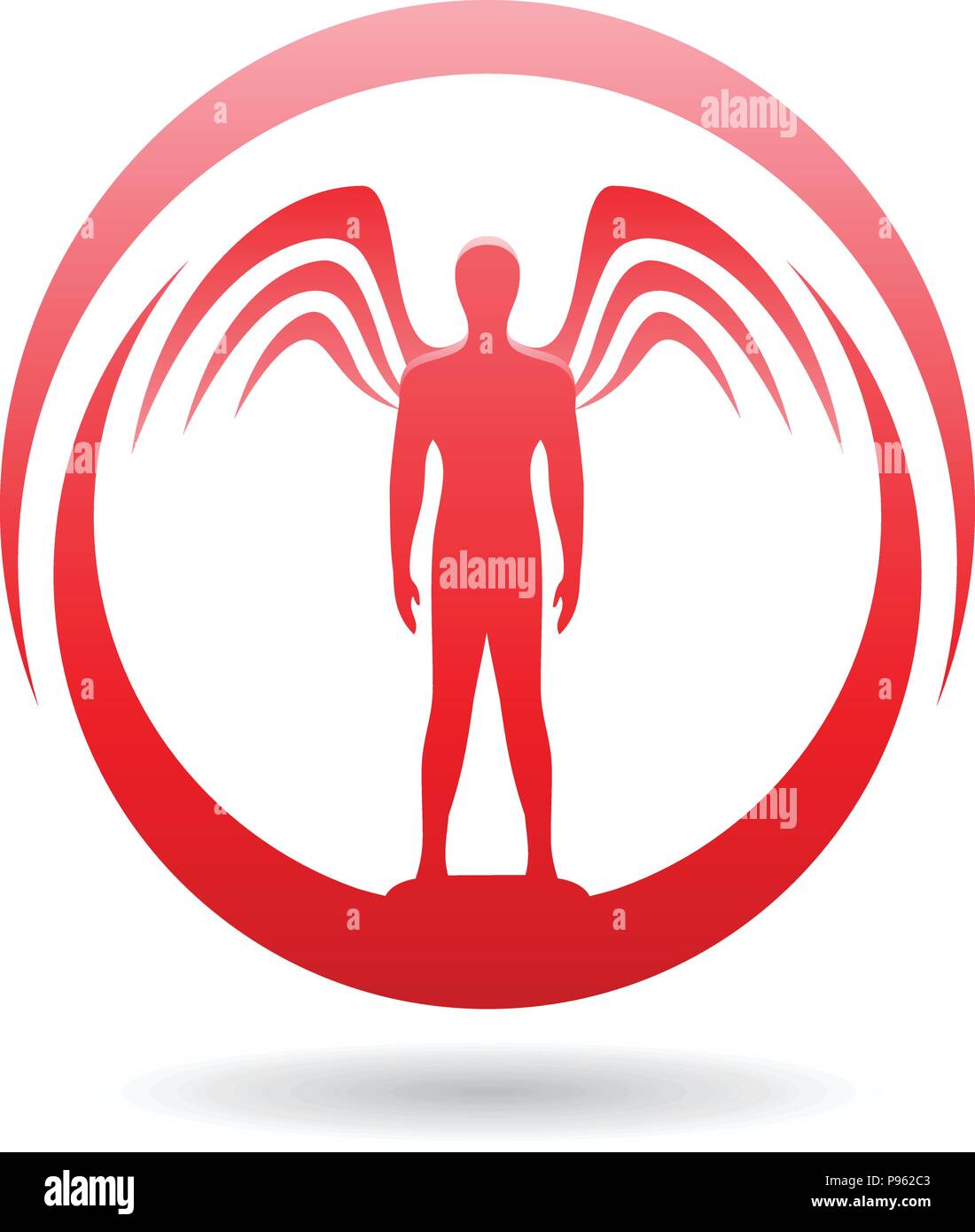 Vector Illustration of a Red Man with Wings Icon Stock Vector Image ...