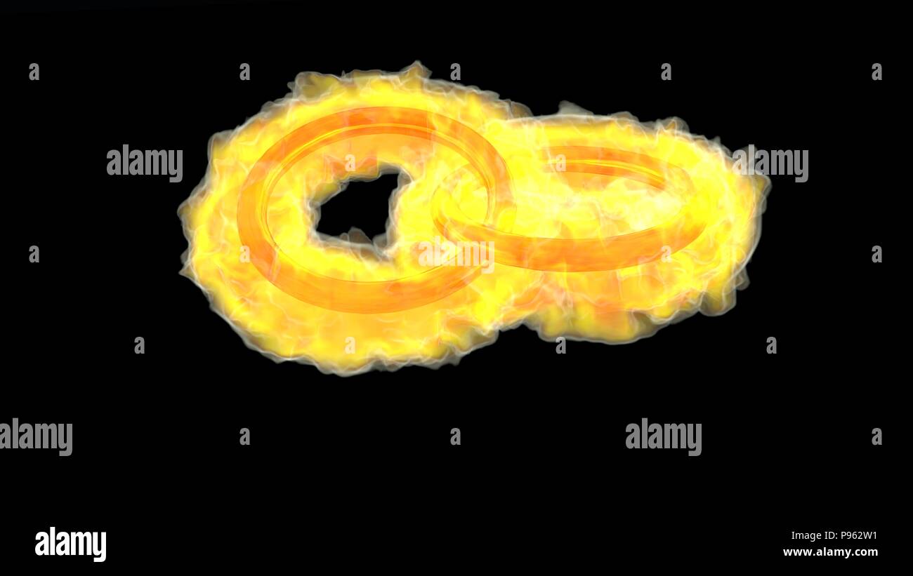two rings with flames. 3d rendering Stock Photo - Alamy