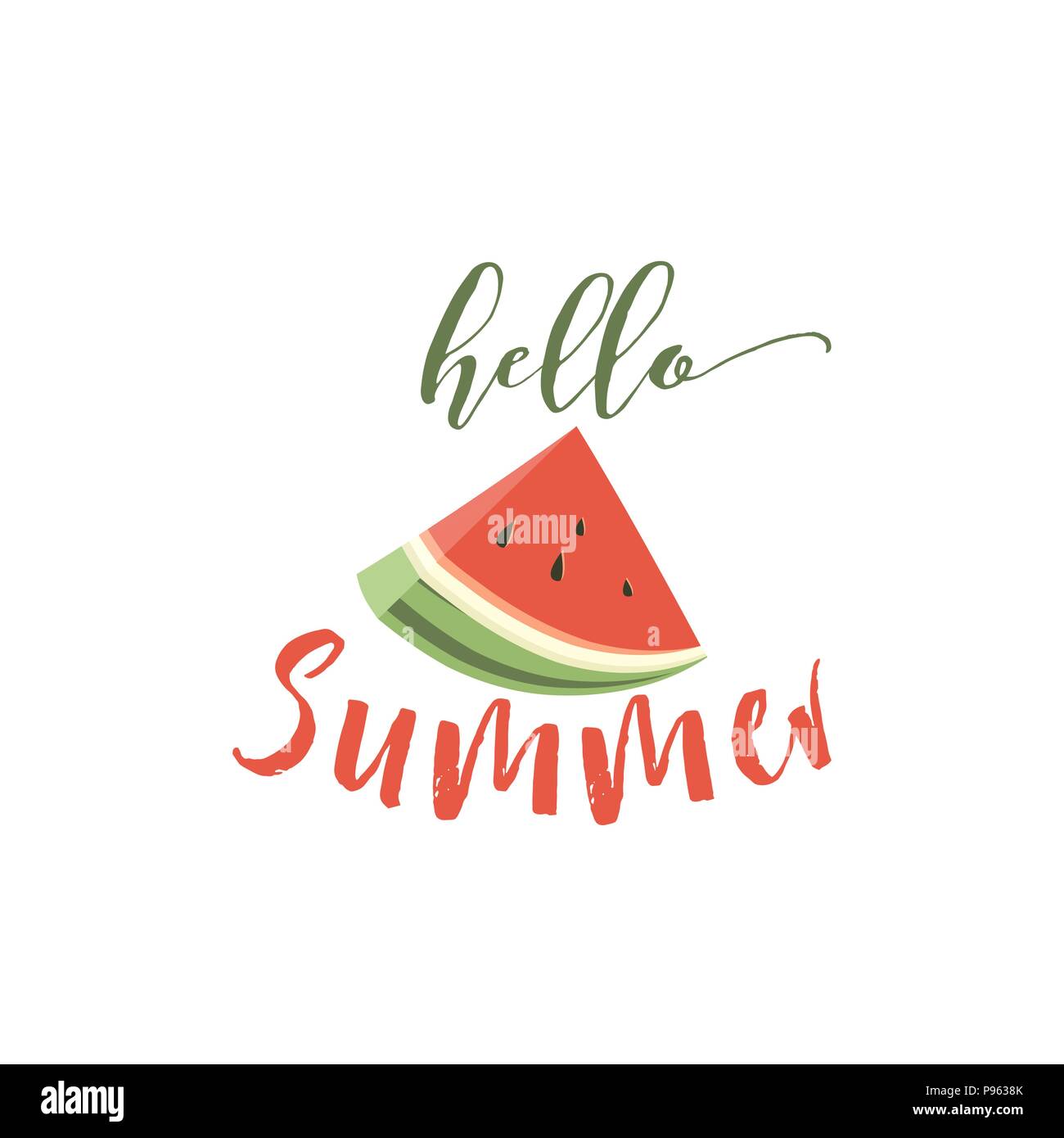Vector illustration of watermelon. Hello summer card with melon Stock ...