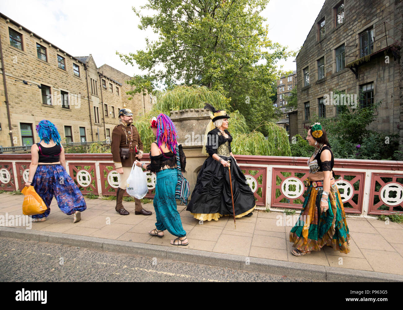 Steampunks attend the Hebden Bridge Steampunk Festival in West ...