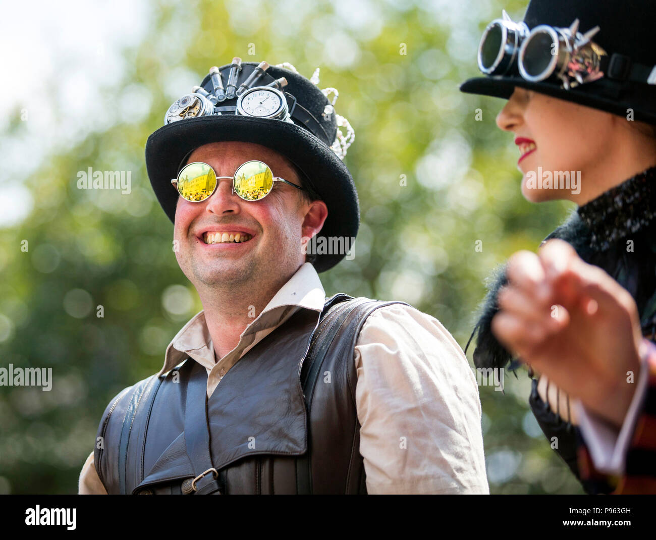 Steampunks attend the Hebden Bridge Steampunk Festival in West ...