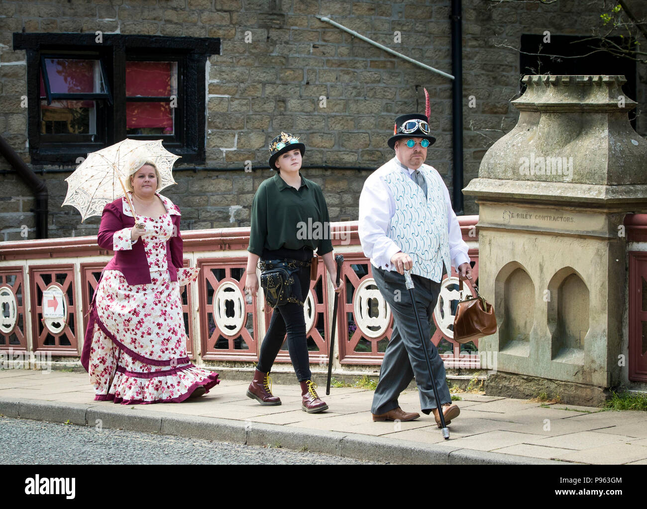 Steampunks attend the Hebden Bridge Steampunk Festival in West ...