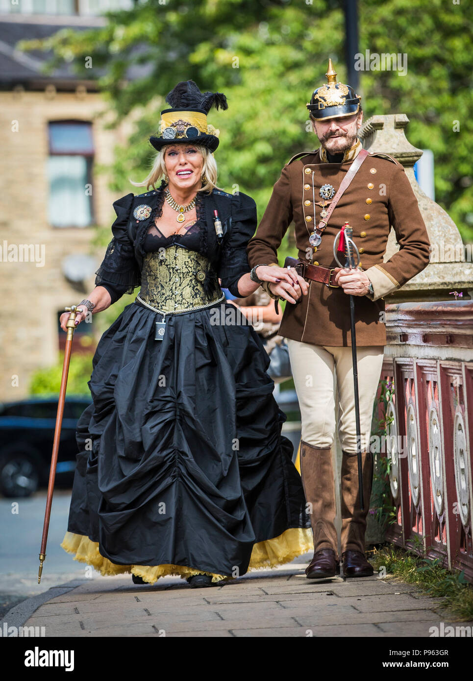 Steampunks attend the Hebden Bridge Steampunk Festival in West ...