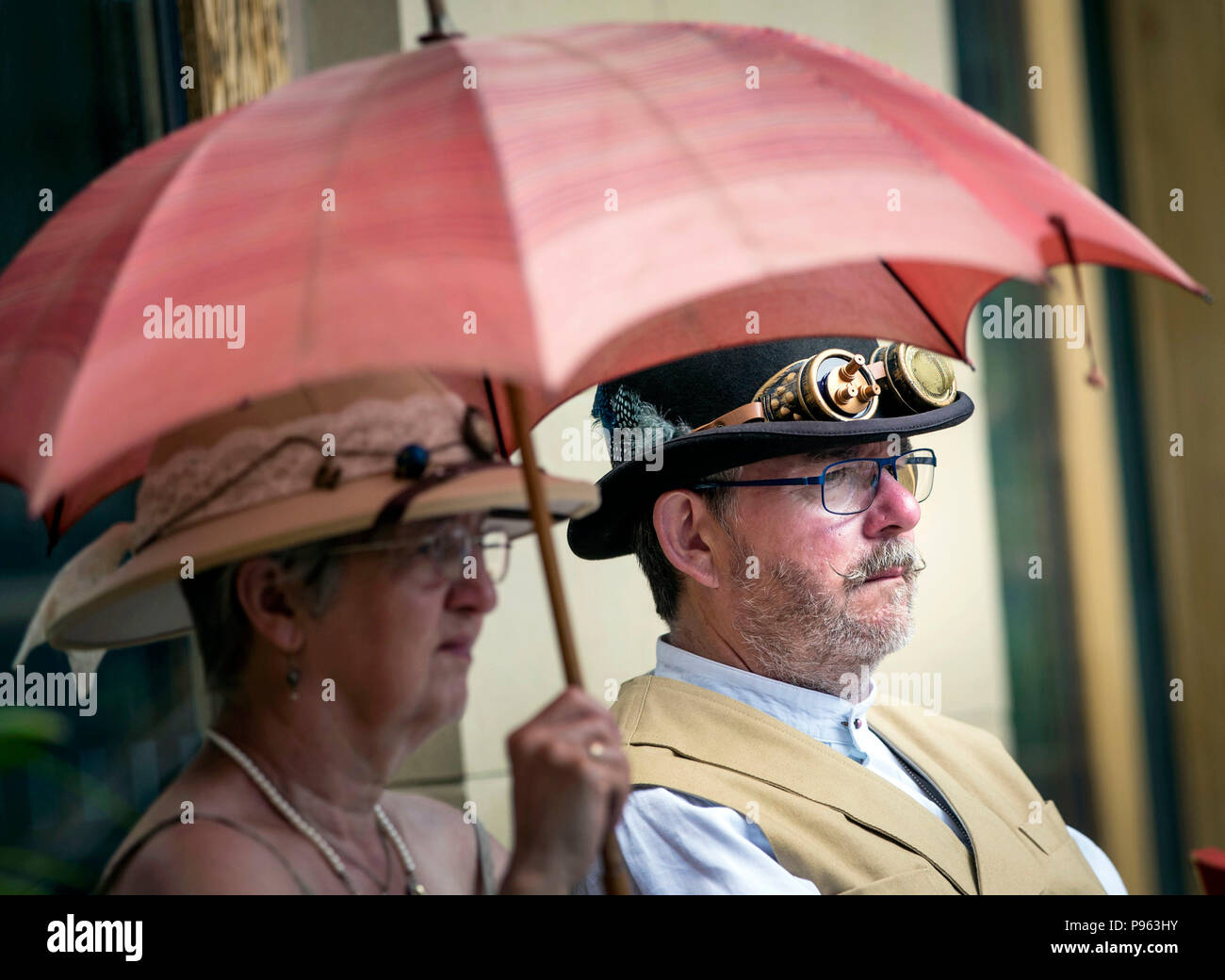 Steampunks attend the Hebden Bridge Steampunk Festival in West ...