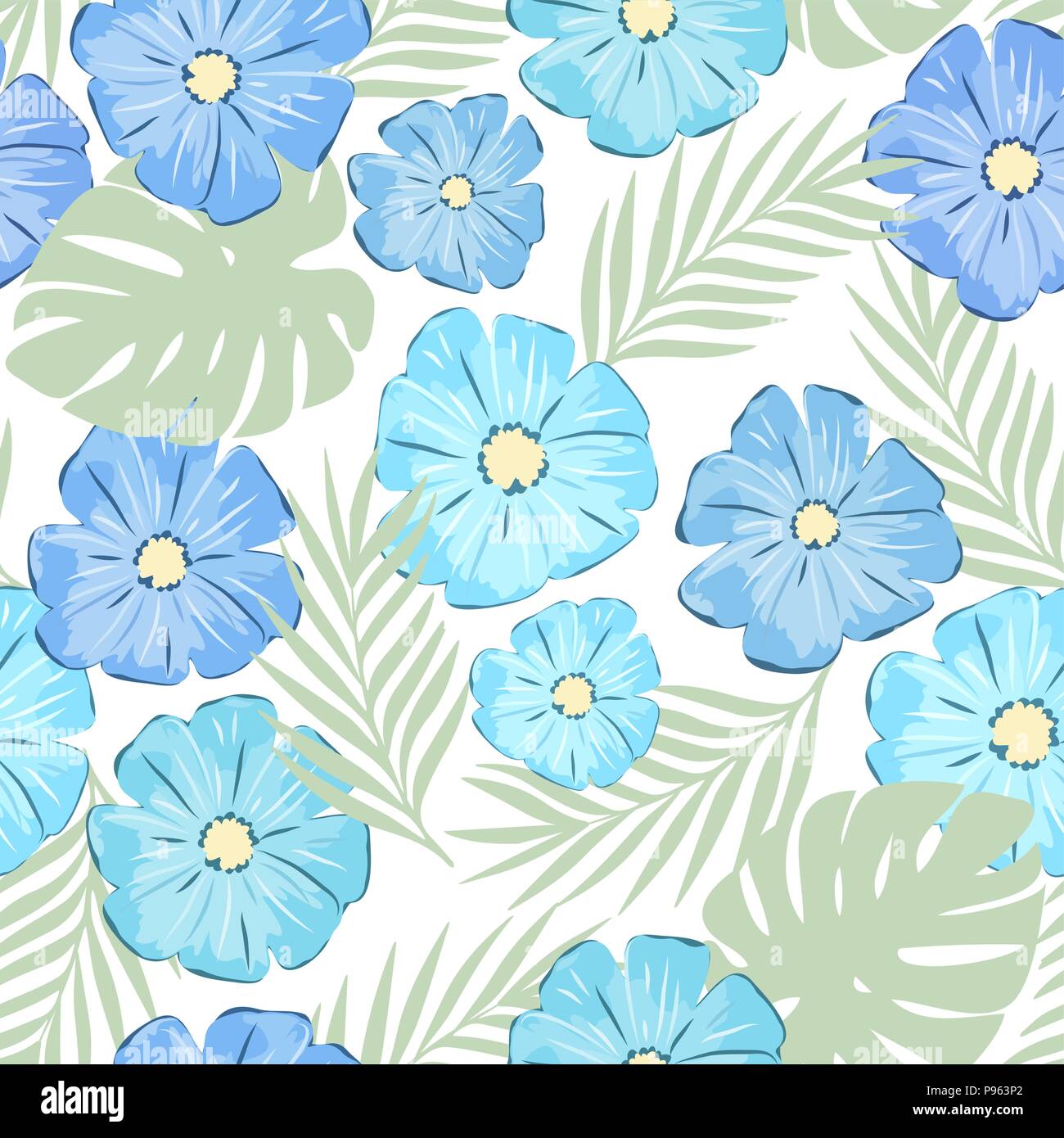 vector seamless floral pattern with blue flowers Stock Vector Image ...