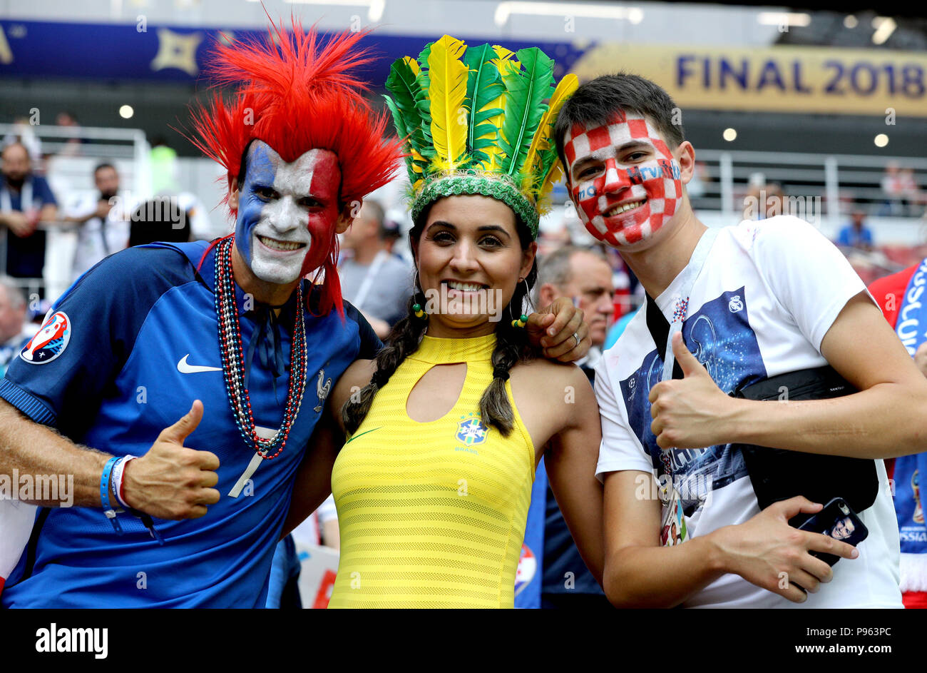 Fans in the stands before the FIFA World Cup Final at the Luzhniki ...