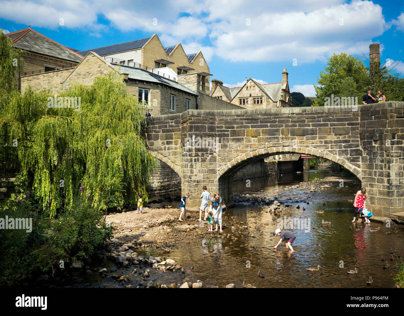People paddling in hebden beck at hebden bridge hi-res stock ...
