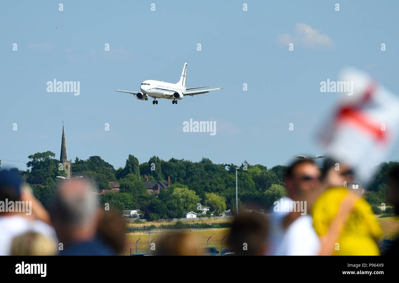 The plane carrying the England team arrives at Birmingham Airport as ...