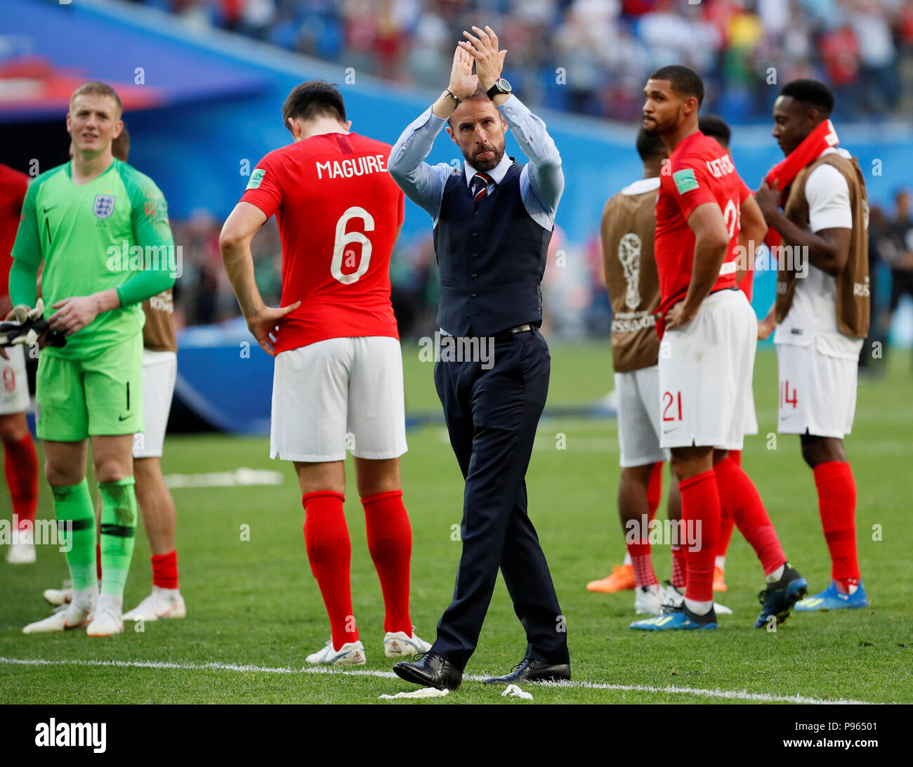 SAINT PETERSBURG, RUSSIA - JULY 14: England head coach Gareth Southgate ...