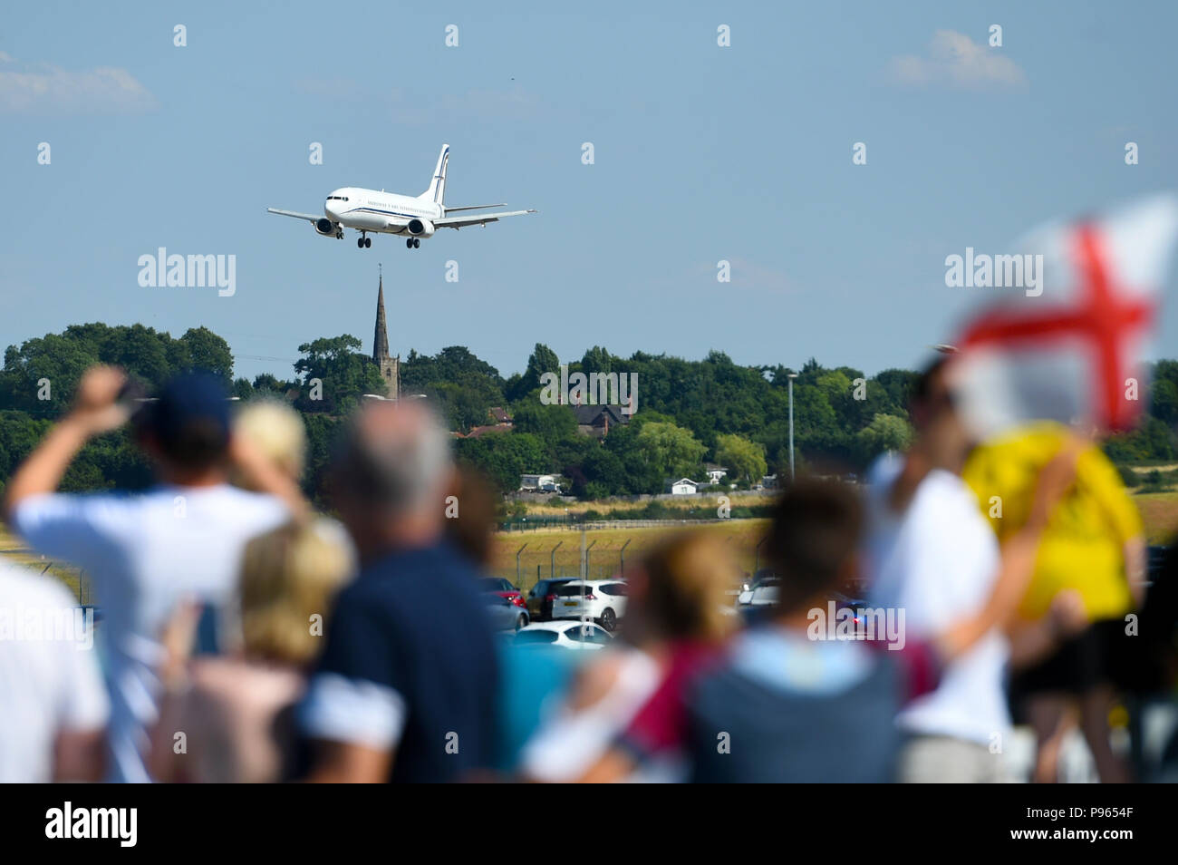 The plane carrying the England team arrives at Birmingham Airport as ...