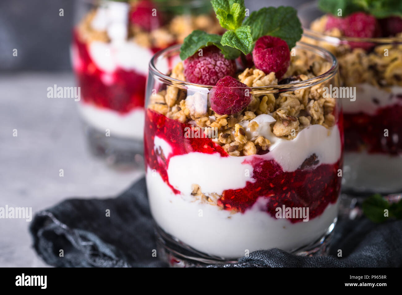 Cereal raspberries in glass hi-res stock photography and images - Alamy