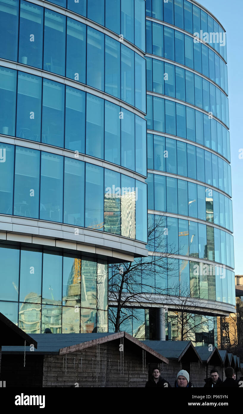 Glass modern office buildings at London Bridge City on the south bank ...