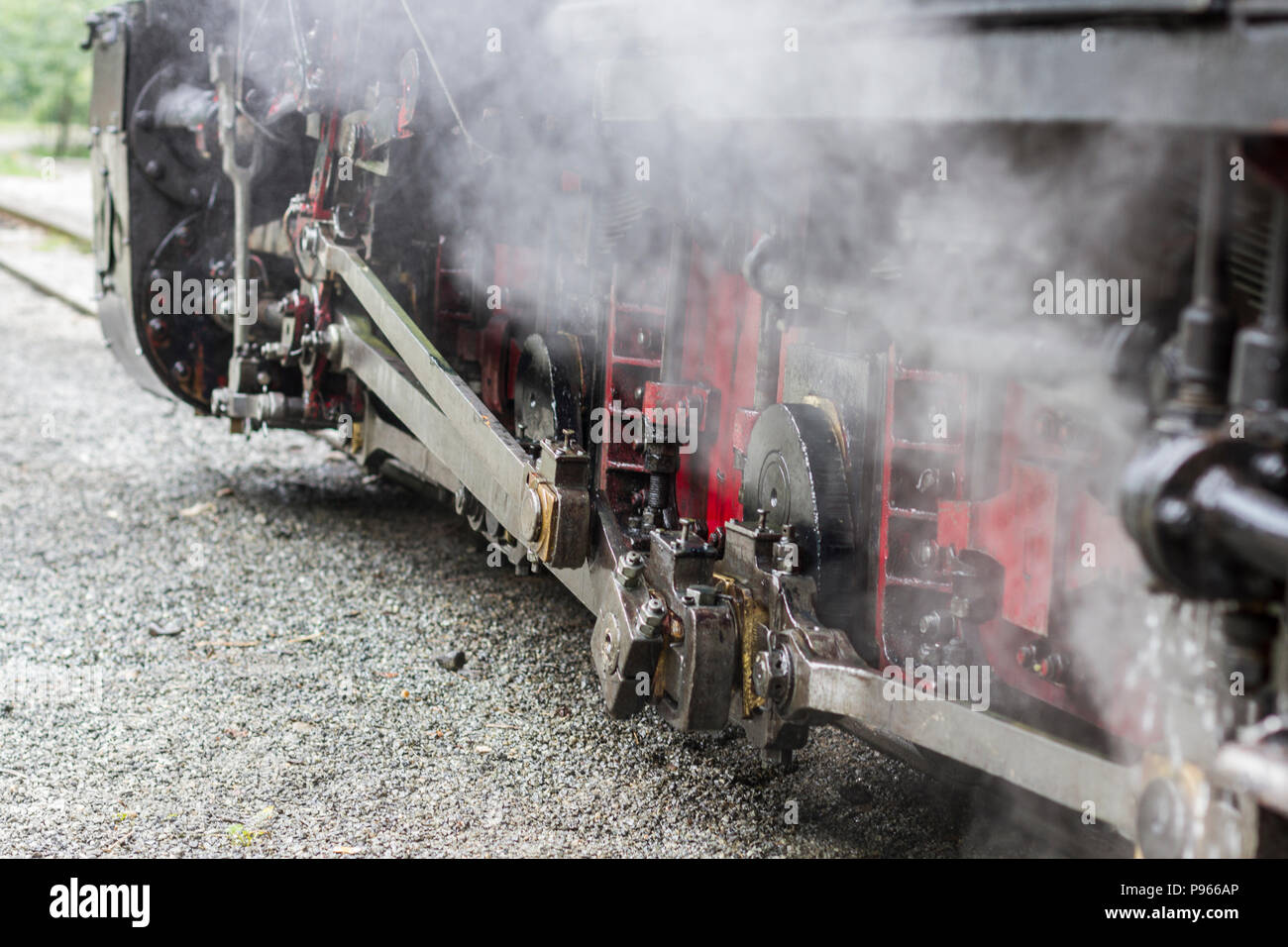 Working Steam Train Details Stock Photo - Alamy