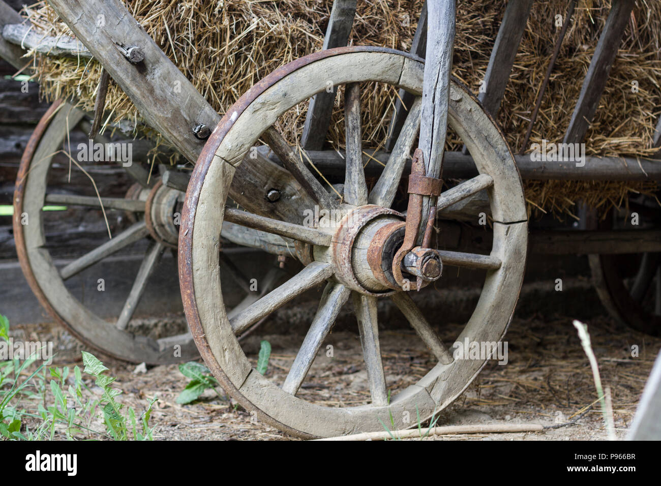 Old Wood Carriage Wheels Stock Photo - Alamy