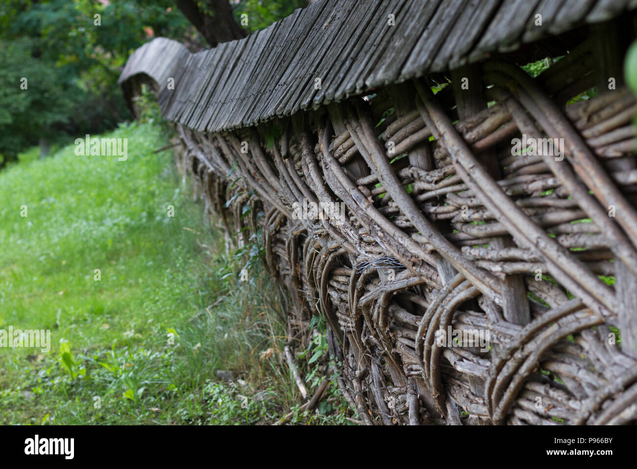 Old Woven Tree Brach Garden Fence Stock Photo - Alamy