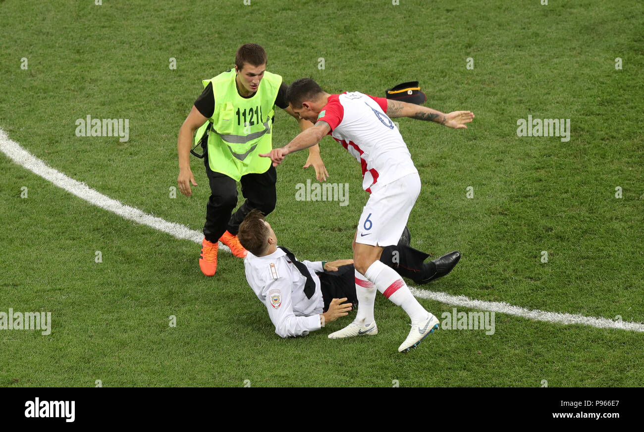 A Member Of The Public Approaches Croatias Dejan Lovren During The